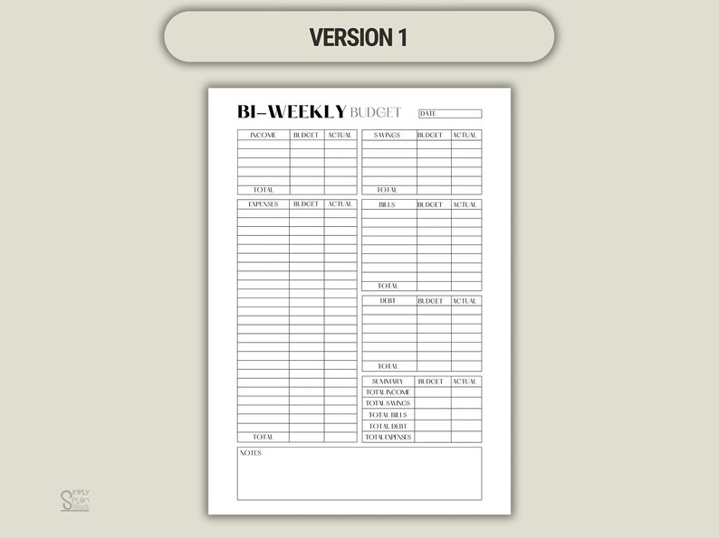 Bi-weekly Budget Planner Printable: Personal Finance Template (digital ...