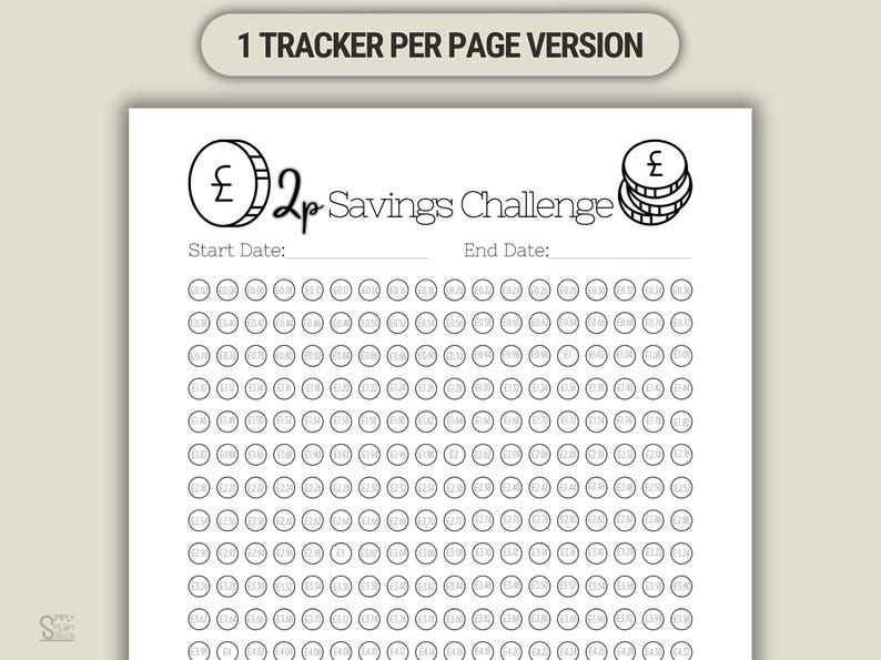 2p Saving Challenge UK Printable Money Tracker Instant Download — 2 ...