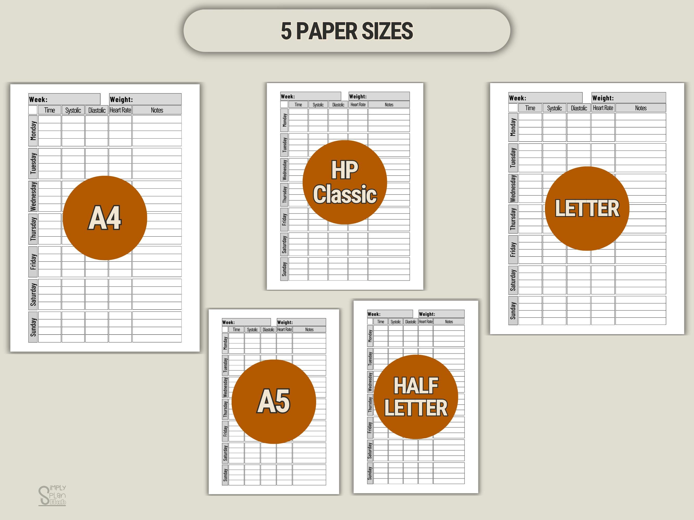 Printable Blood Pressure Log High BP Tracker Template for Hypotension ...