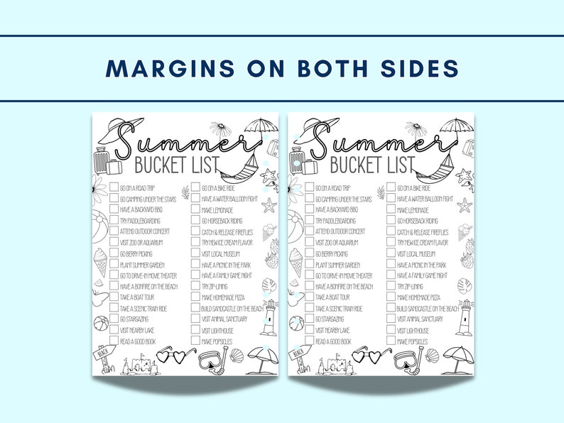 Summer Bucket List Printable and Fillable Summer Break to Do List ...