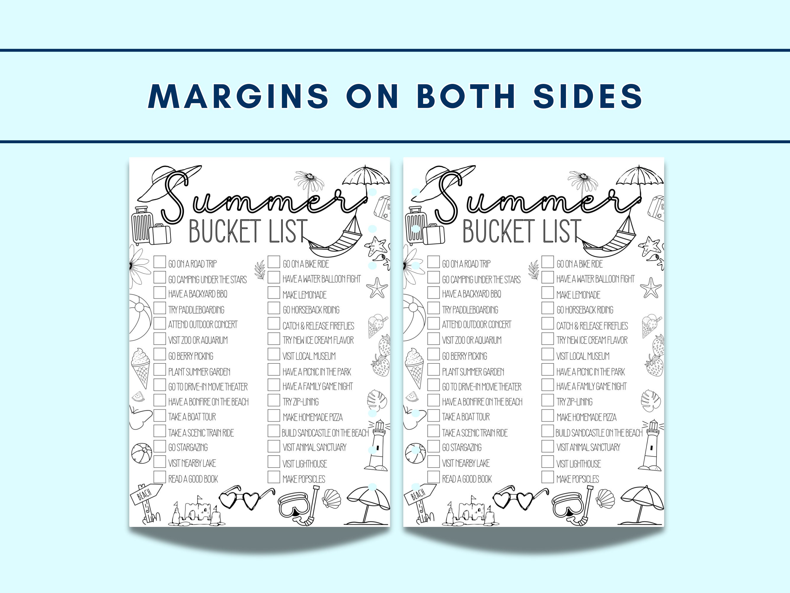 Summer Bucket List Printable and Fillable Summer Break to Do List ...