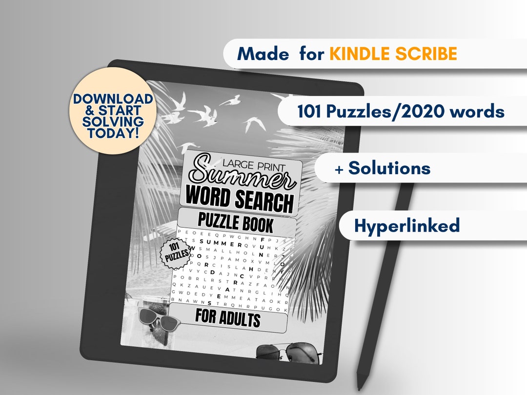 Kindle Scribe Word Search Puzzle Book 101 Summer Themed Digital Games ...