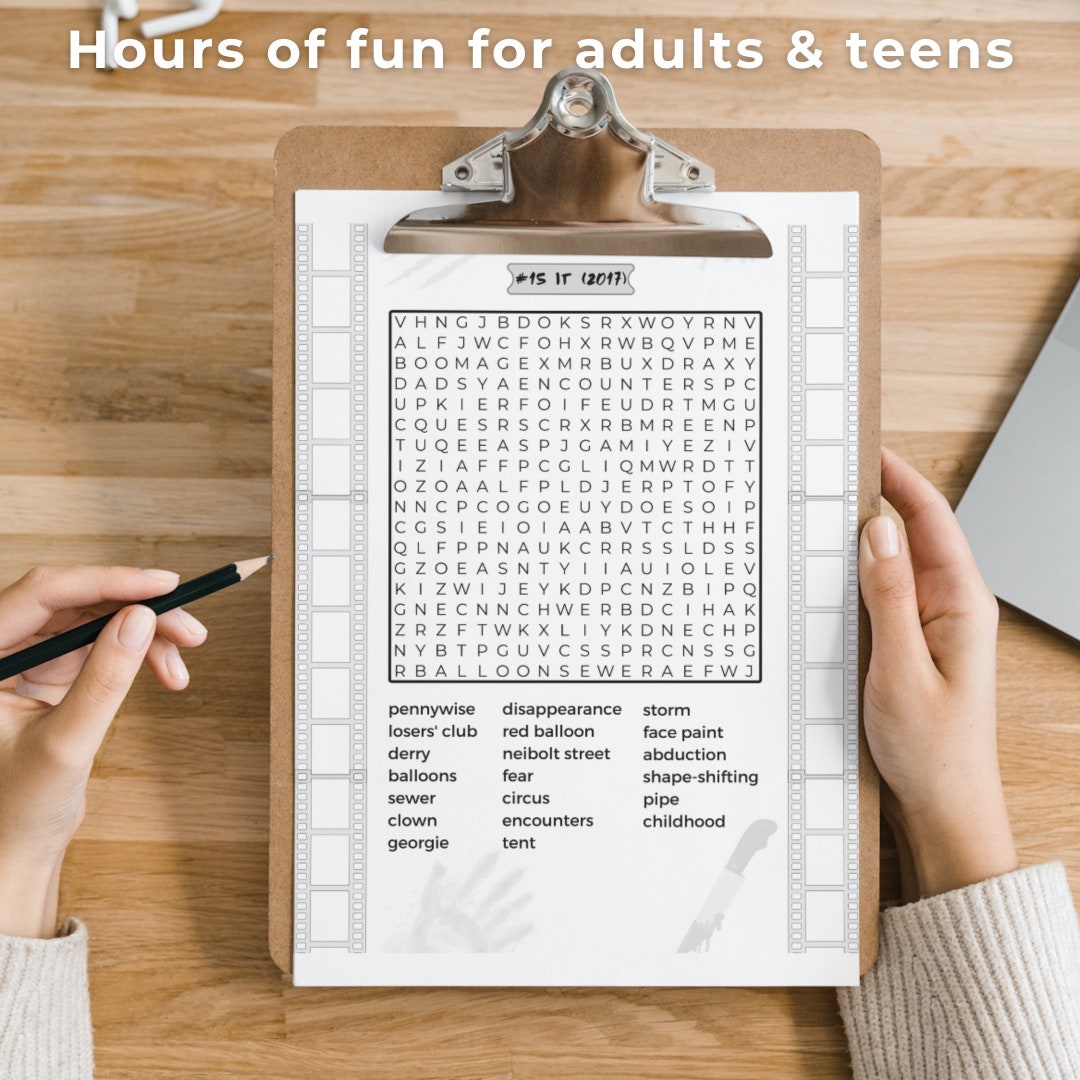 Horror Movies Themed Printable Word Search 20 Wordsearch Puzzles for ...