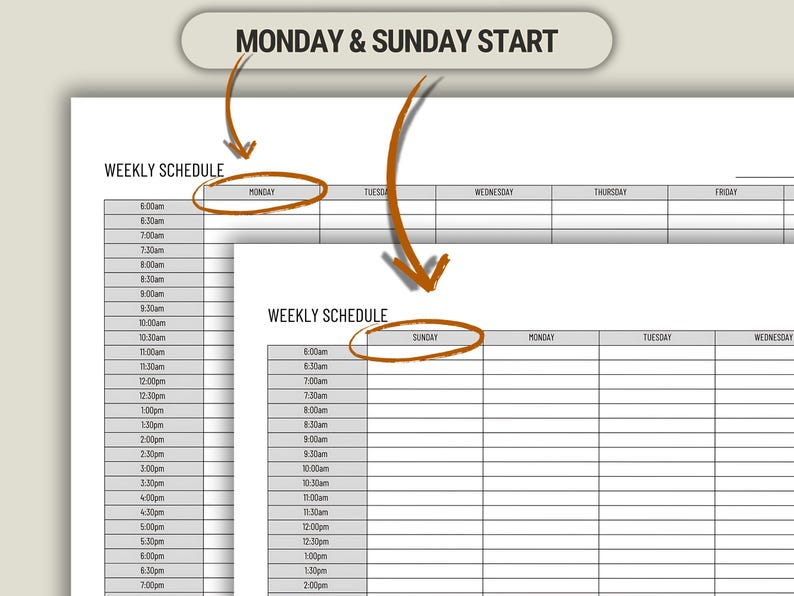 Half Hour Weekly Schedule Printable: A4/a5/letter Sizes (PDF & PNG) - Etsy