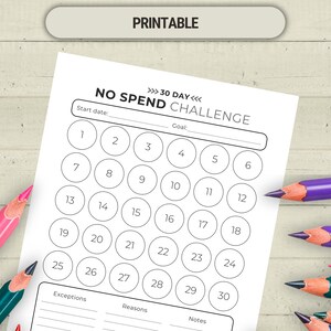 30-day No Spend Challenge Tracker: Savings Goal Planner (PDF & PNG) - Etsy