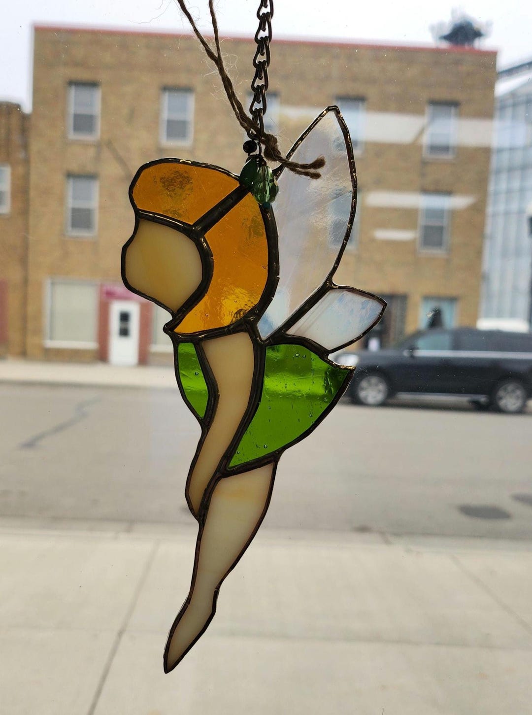 Stained Glass Suncatcher Tinkerbell Fairy Ornament Wall Window Hanging ...