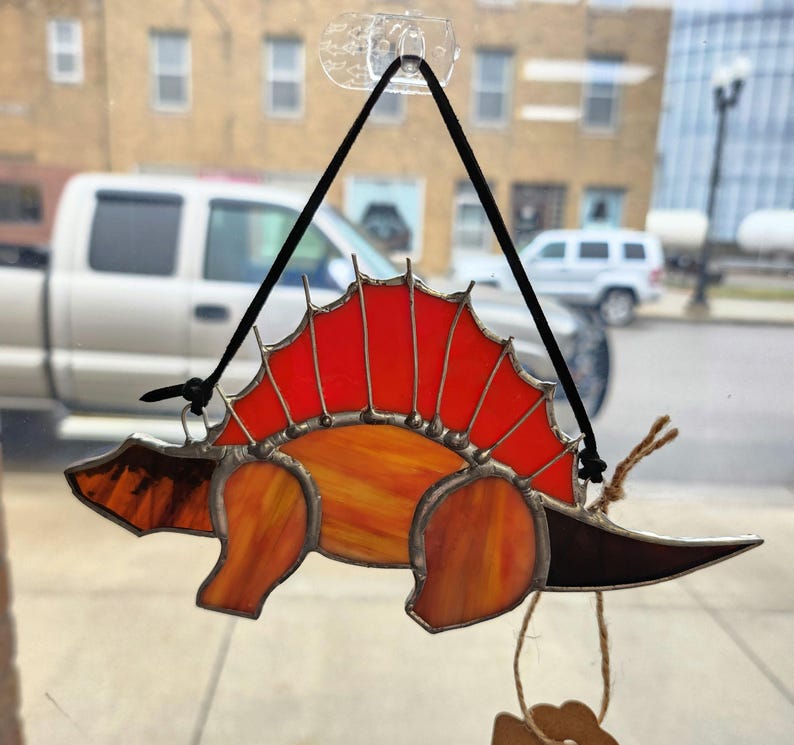 Dino Dinosaur Stain Glass Suncatcher. Ornament Handmade. Window Wall ...