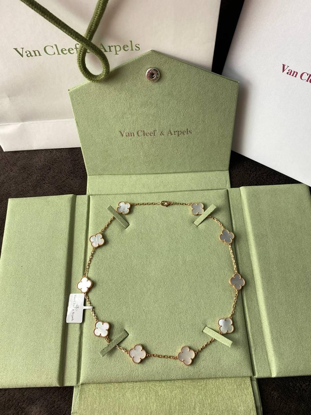 Vintage Classic Van Cleef Mother of Pearl Neckalce Pendant - Etsy