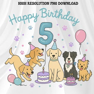 Puppy 5th Birthday PNG: Dog Lover Sublimation Design (digital Download ...