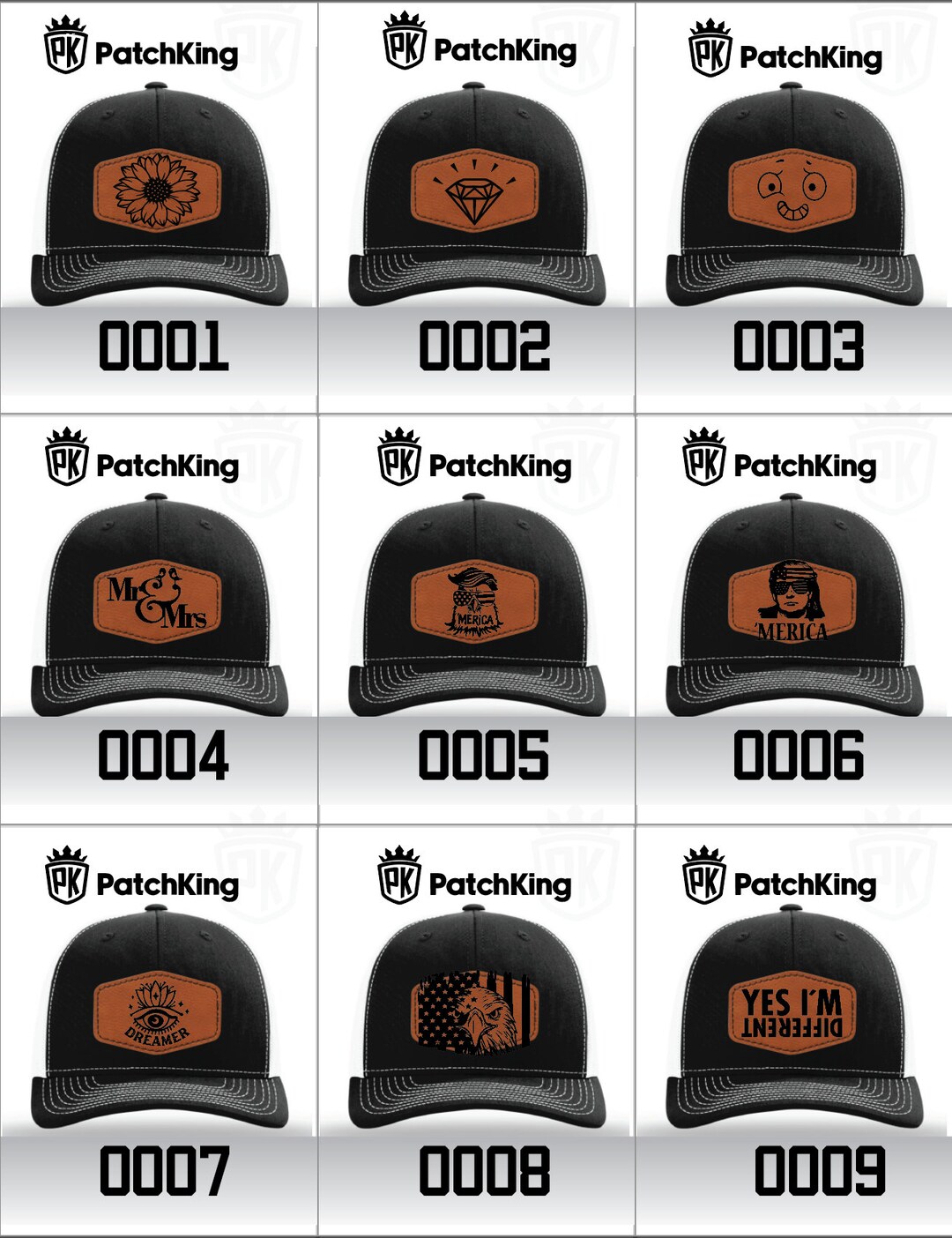 Custom Leather Patch Hat- Pick Your Design 36 Designs- Hat Bar- 112 - Etsy