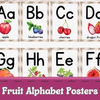 Alphabet Flashcards Printable Letter Flashcards Fruit Themed Alphabet ...