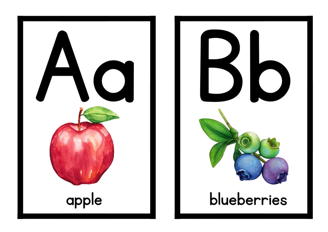 Alphabet Classroom Posters Fruit Themed | Alphabet Flashcards ...