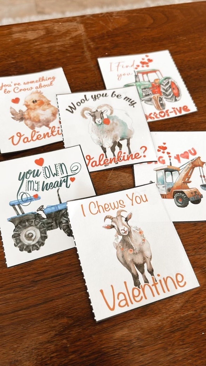 Valentines Cards for Kids | Farm Themed Valentines Cards | Printable ...