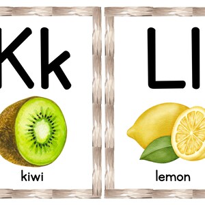 Alphabet Flashcards Printable | Letter Flashcards | Fruit Themed ...