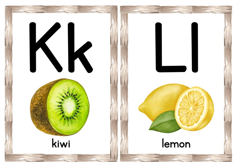 Alphabet Flashcards Printable | Letter Flashcards | Fruit Themed ...