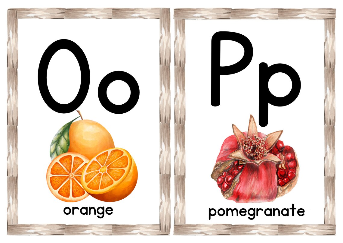 Alphabet Flashcards Printable Letter Flashcards Fruit Themed Alphabet ...