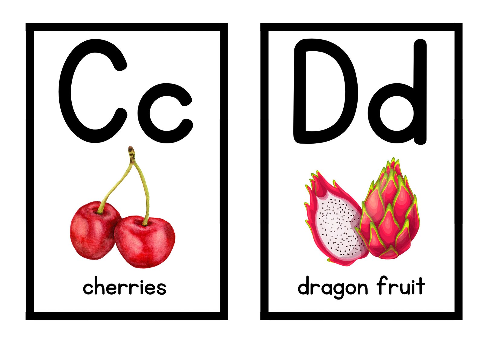 Alphabet Classroom Posters Fruit Themed | Alphabet Flashcards ...