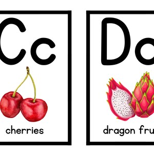 Alphabet Classroom Posters Fruit Themed | Alphabet Flashcards ...