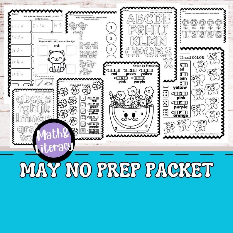 Math & Reading NO PREP Preschool Learning Packet MAY - Etsy
