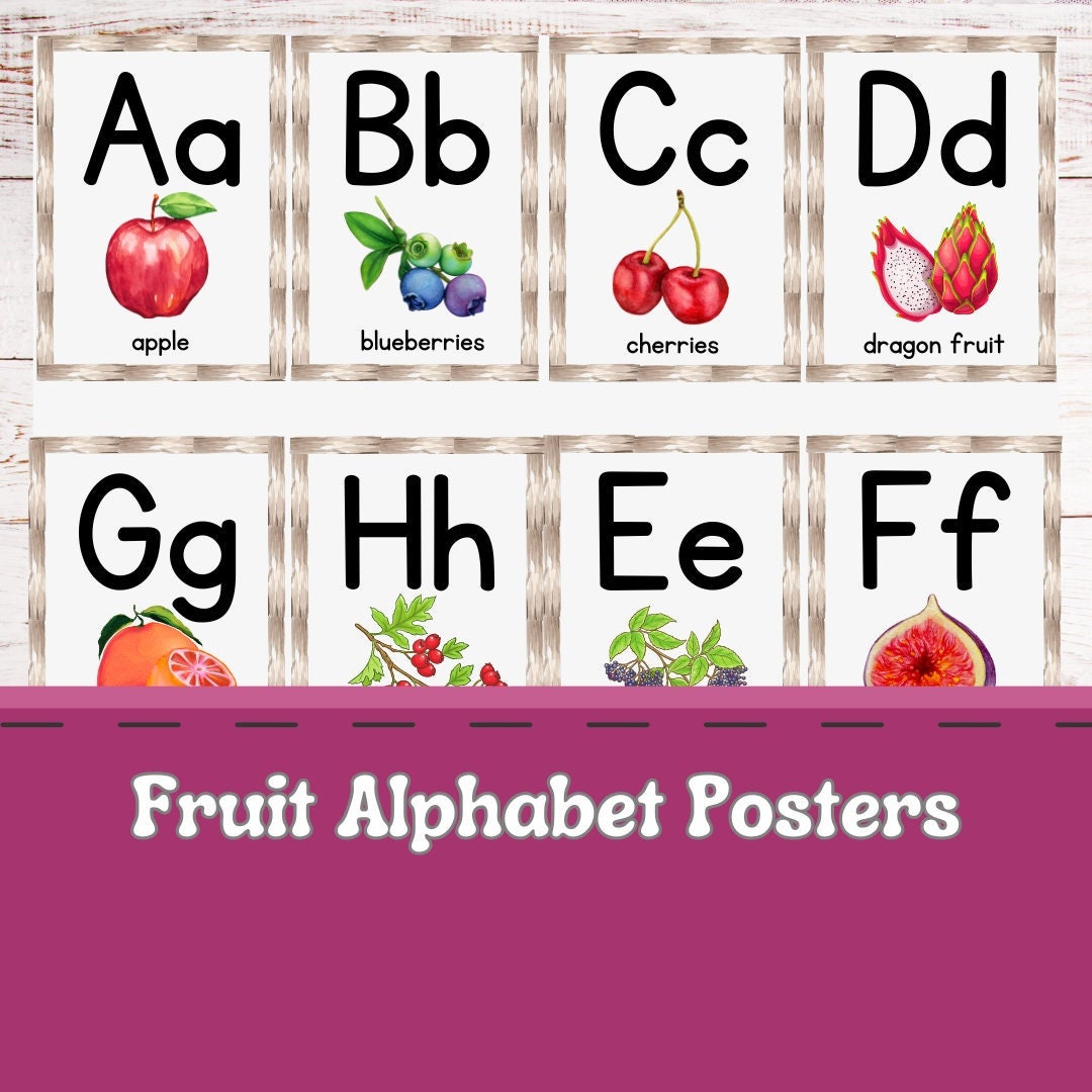 Alphabet Flashcards Printable | Letter Flashcards | Fruit Themed ...
