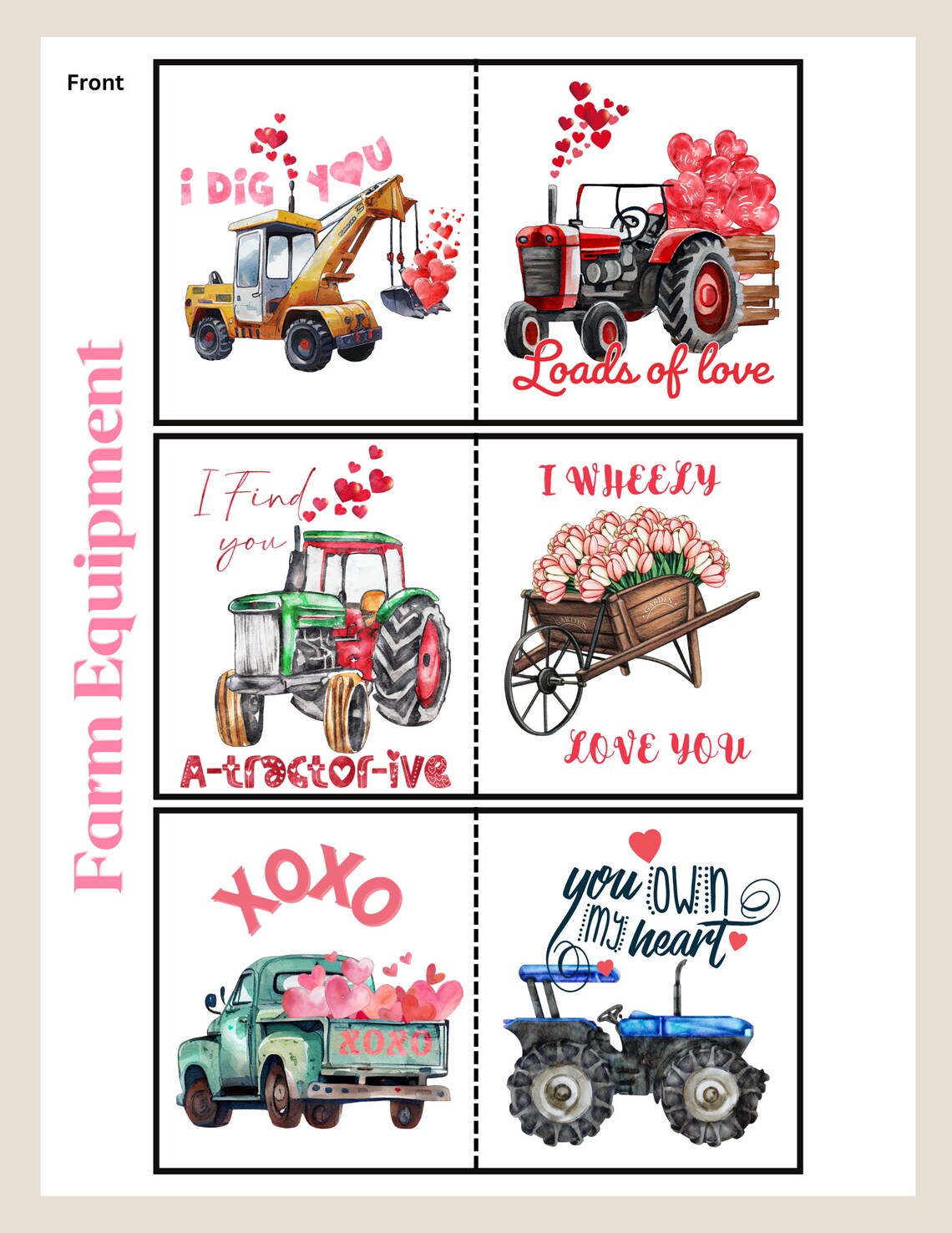 Farm Animals Valentine Cards for Kids | Printable Valentines (digital ...
