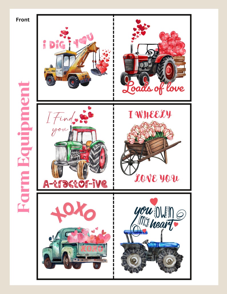 Valentines Cards for Kids | Farm Themed Valentines Cards | Printable ...