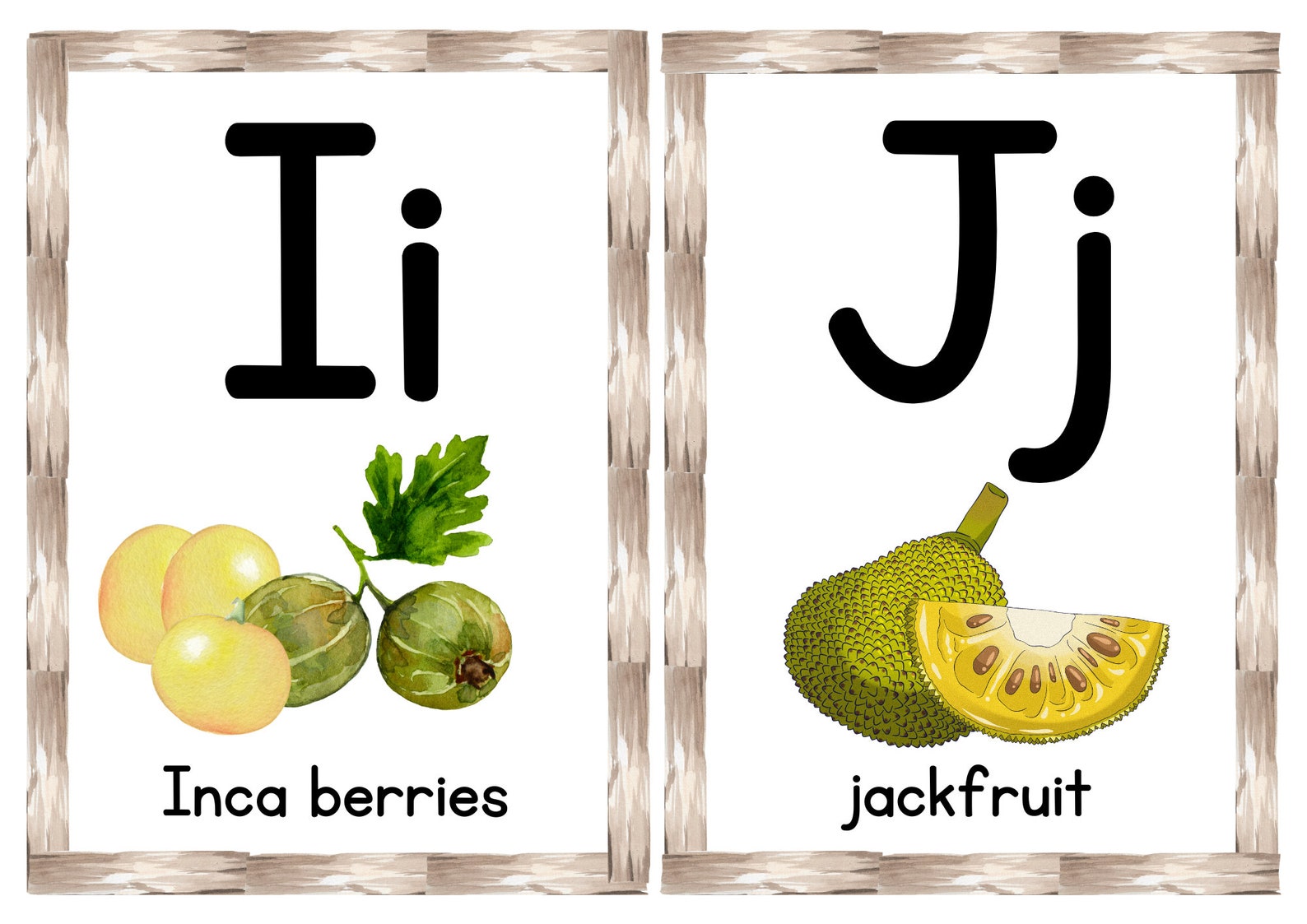 Alphabet Flashcards Printable | Letter Flashcards | Fruit Themed ...