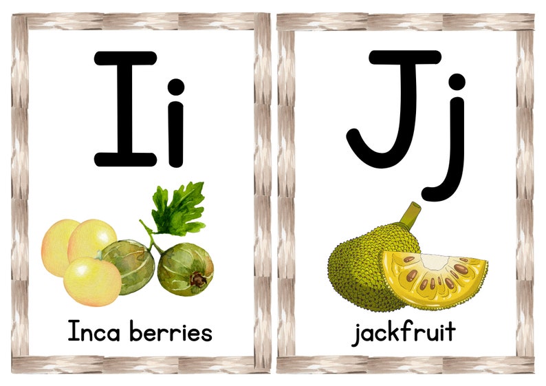 Alphabet Flashcards Printable | Letter Flashcards | Fruit Themed ...