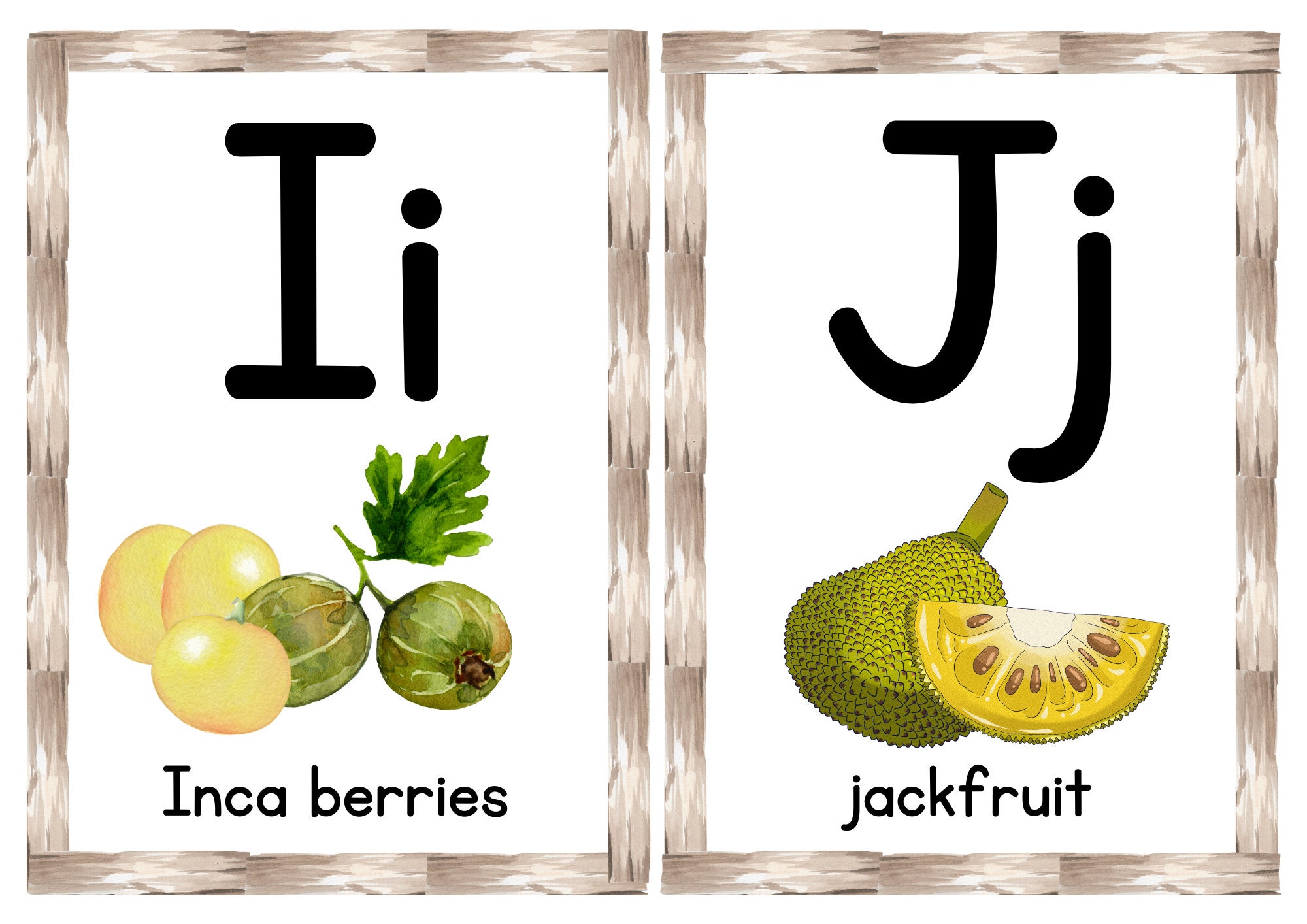 Alphabet Flashcards Printable | Letter Flashcards | Fruit Themed ...