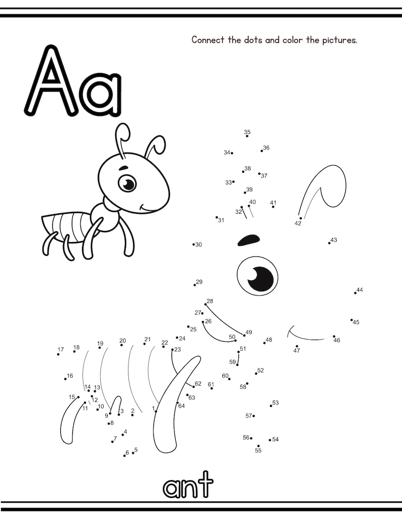 Dot to Dot Alphabet Animal Themed | Dot to Dot for Kids | Dot to Dot ...