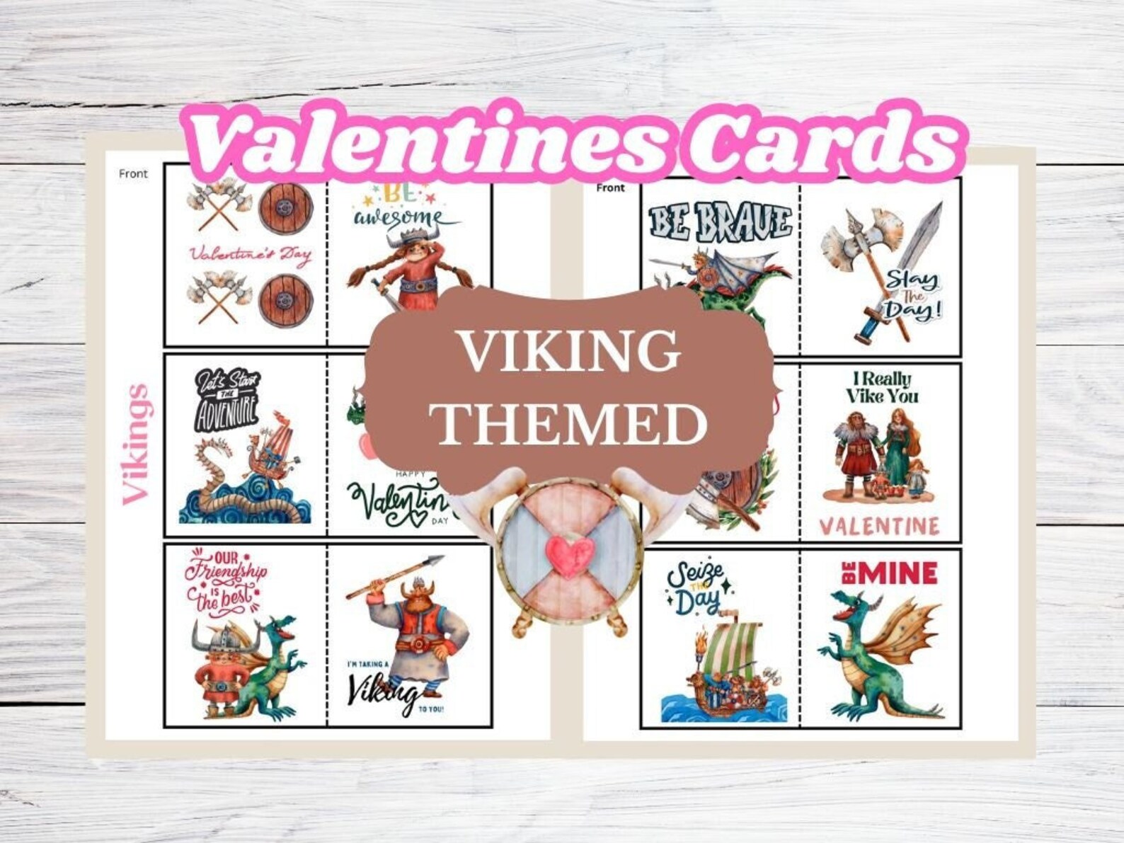 Viking Valentines Cards | Kids Printable Valentines (digital Download ...