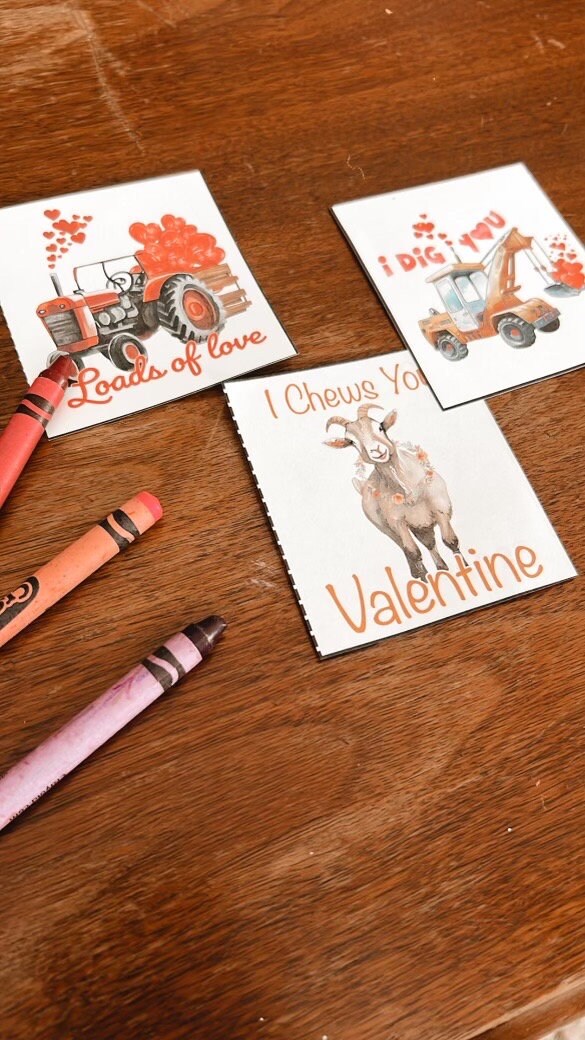 Farm Animals Valentine Cards for Kids | Printable Valentines (digital ...