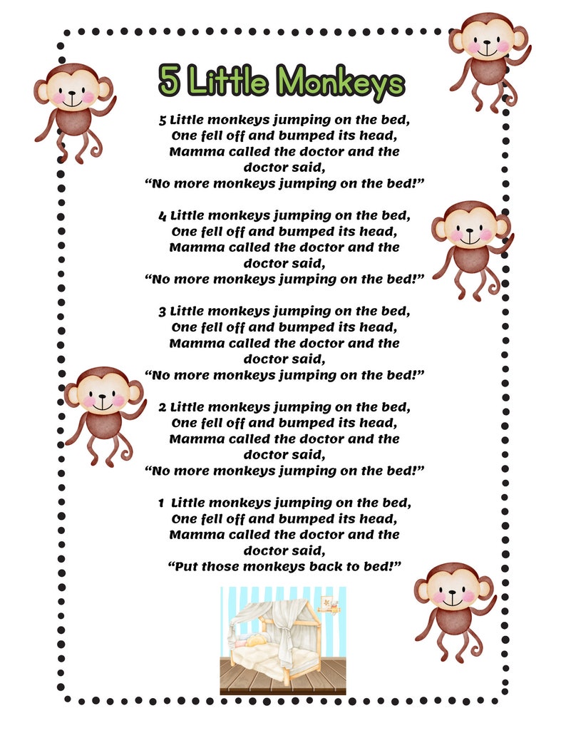 5 Little Monkeys Activities for Toddlers | Literacy Activities for ...