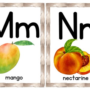 Alphabet Flashcards Printable | Letter Flashcards | Fruit Themed ...