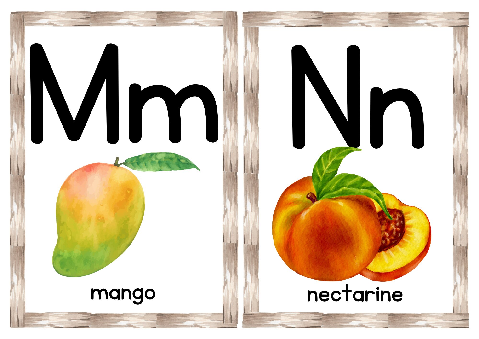 Alphabet Flashcards Printable | Letter Flashcards | Fruit Themed ...