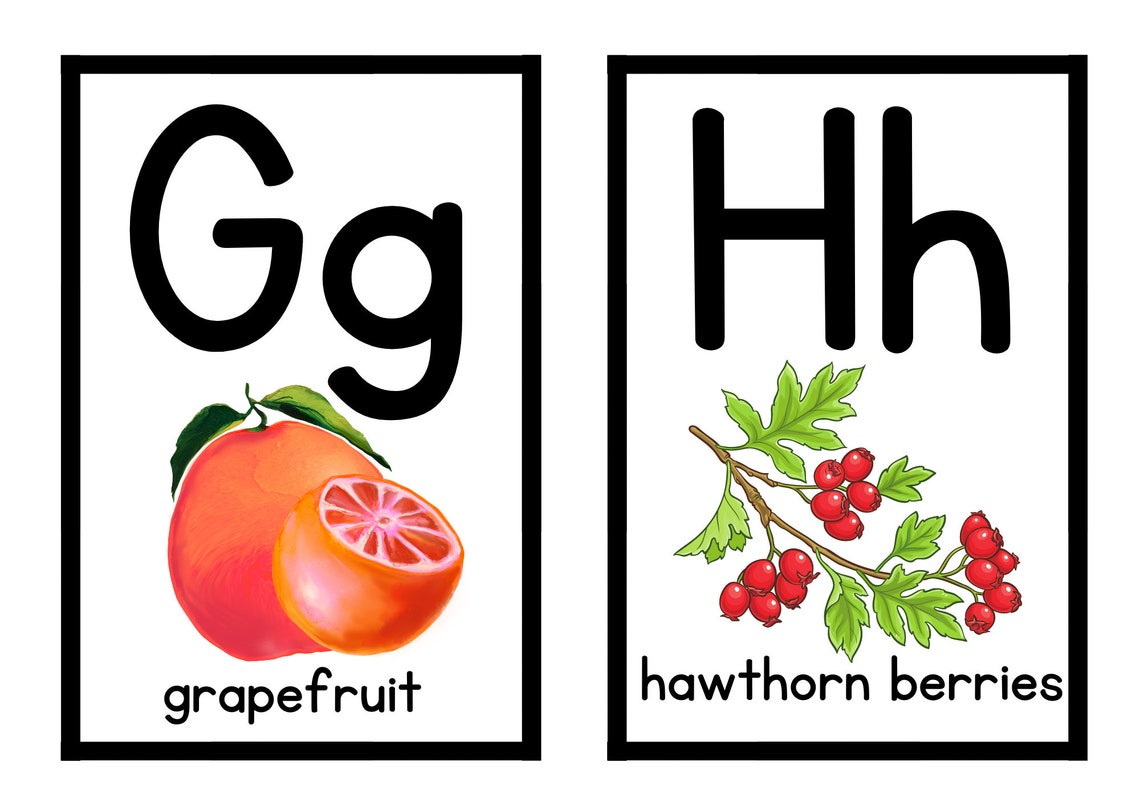 Alphabet Classroom Posters Fruit Themed | Alphabet Flashcards ...