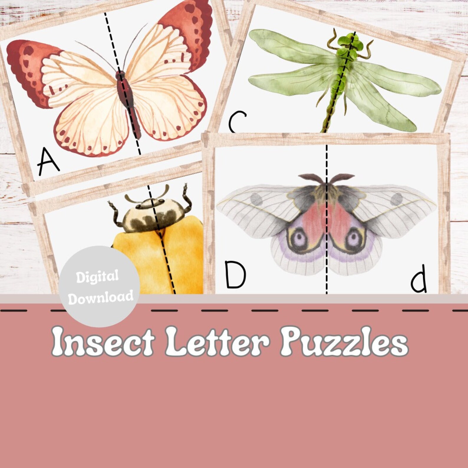 Insect Alphabet Flashcards Printable for Kids | Alphabet Match |letter ...