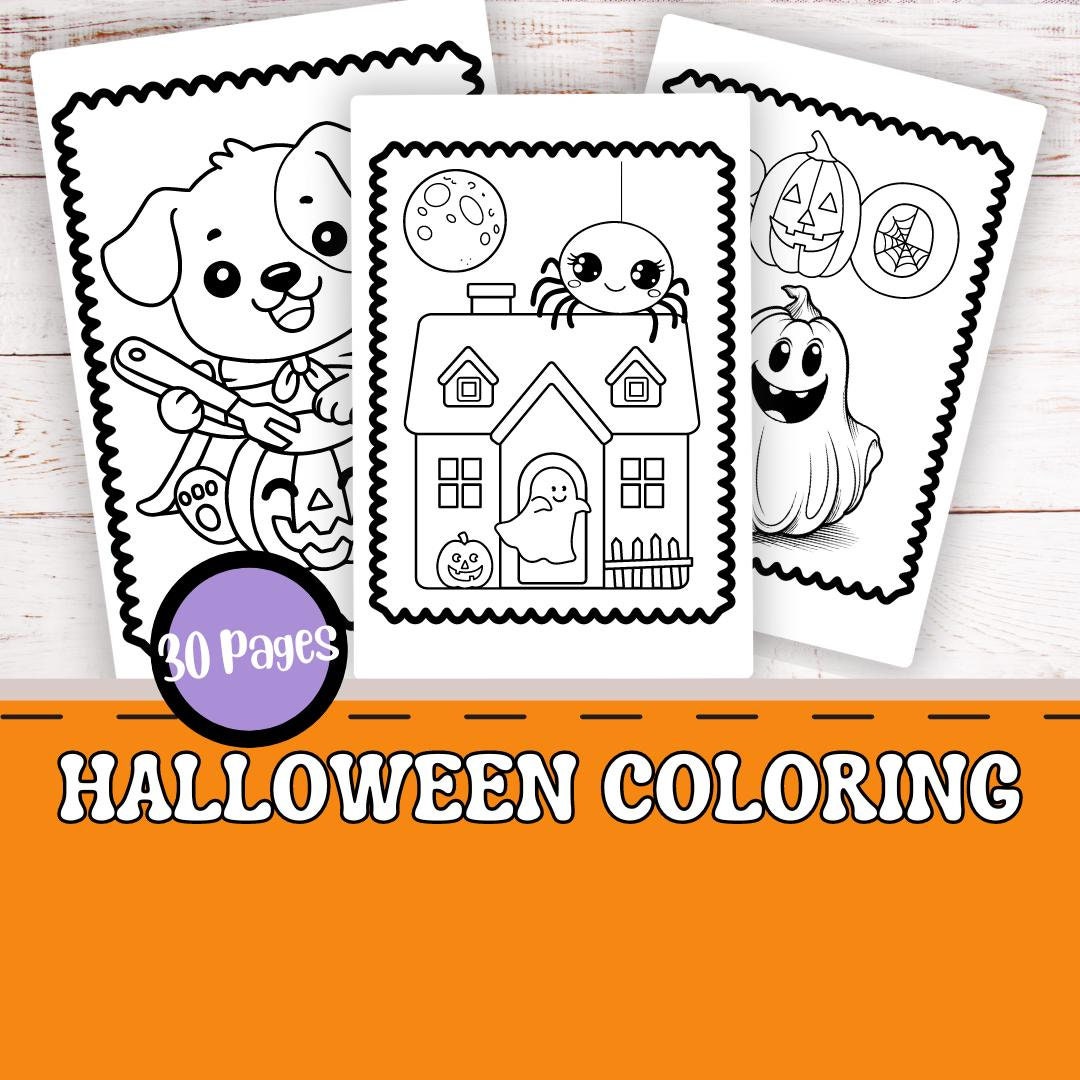 Cute Halloween Coloring Pages for Kids, 30 Page Book (digital Download ...