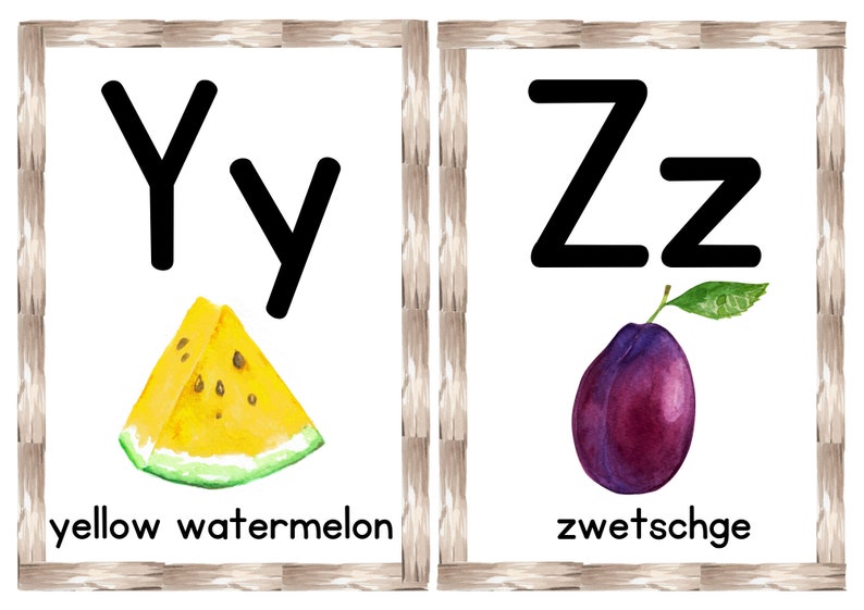 Alphabet Flashcards Printable | Letter Flashcards | Fruit Themed ...