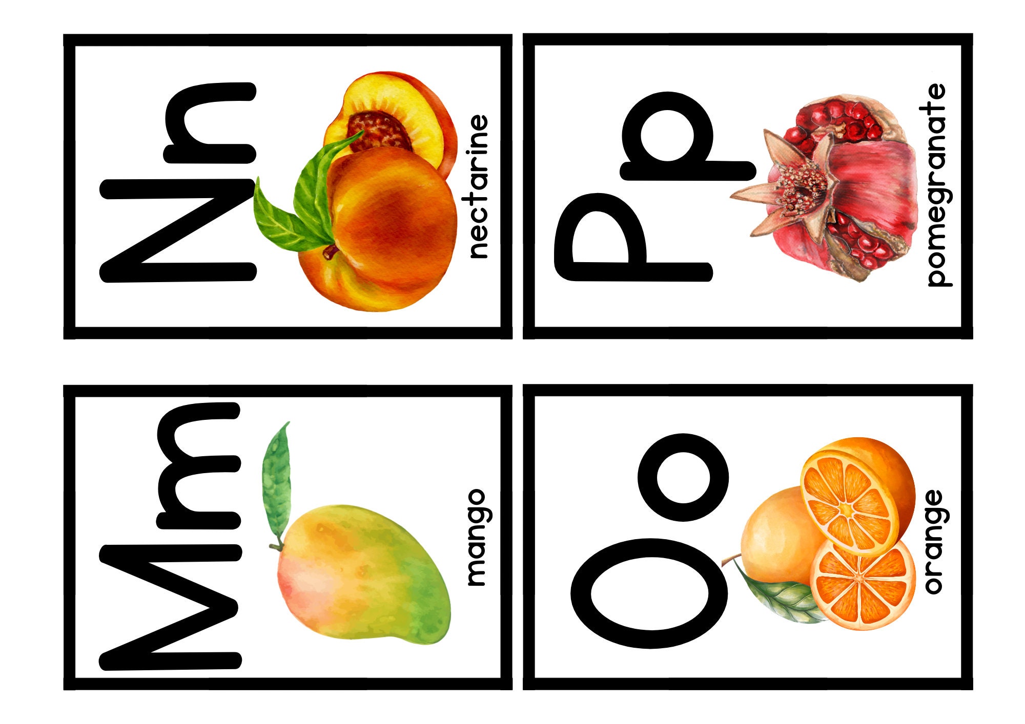 Alphabet Classroom Posters Fruit Themed | Alphabet Flashcards ...