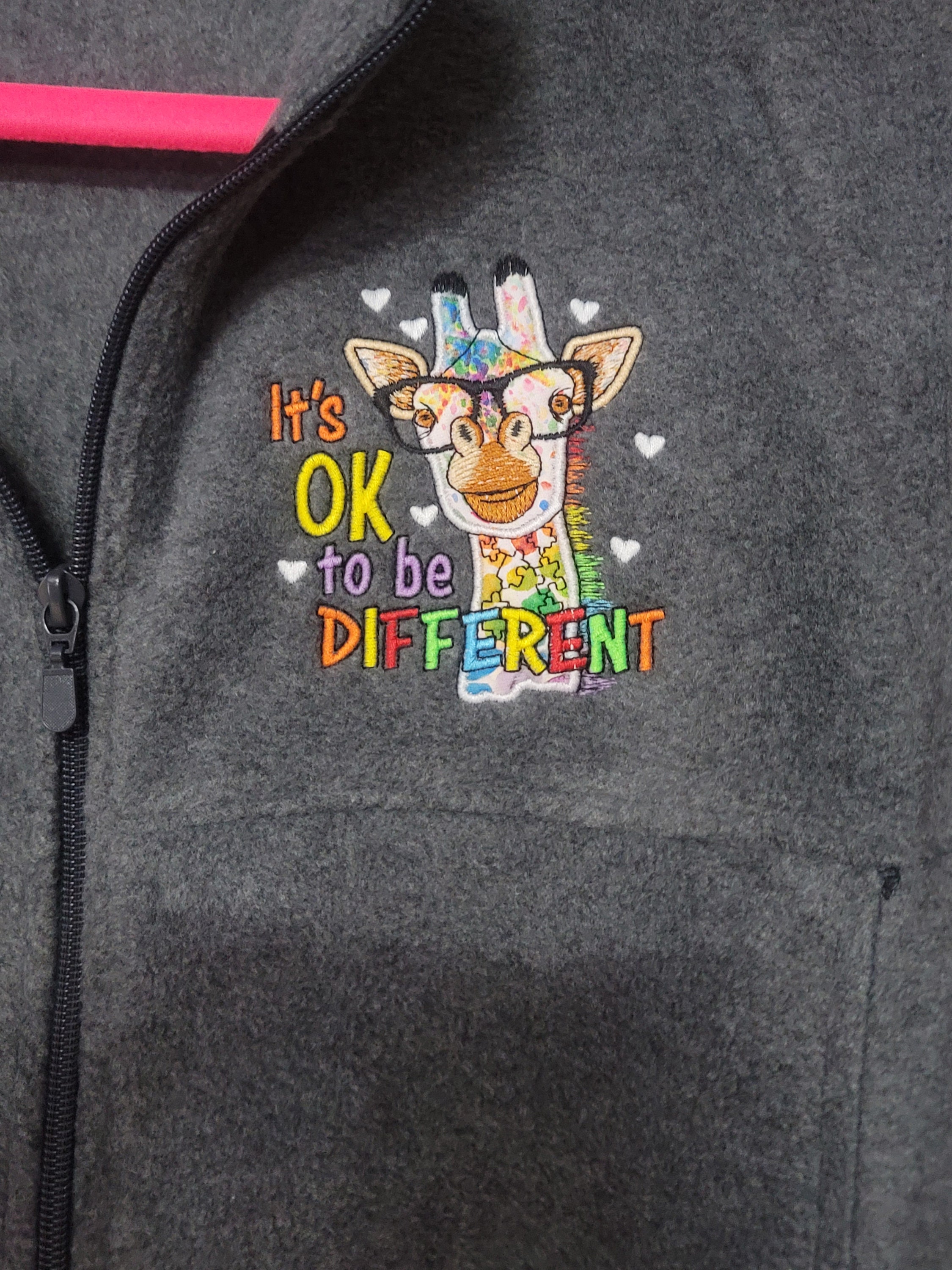 Fleece Jacket Zip Up. Giraffe Autism Awareness - Etsy
