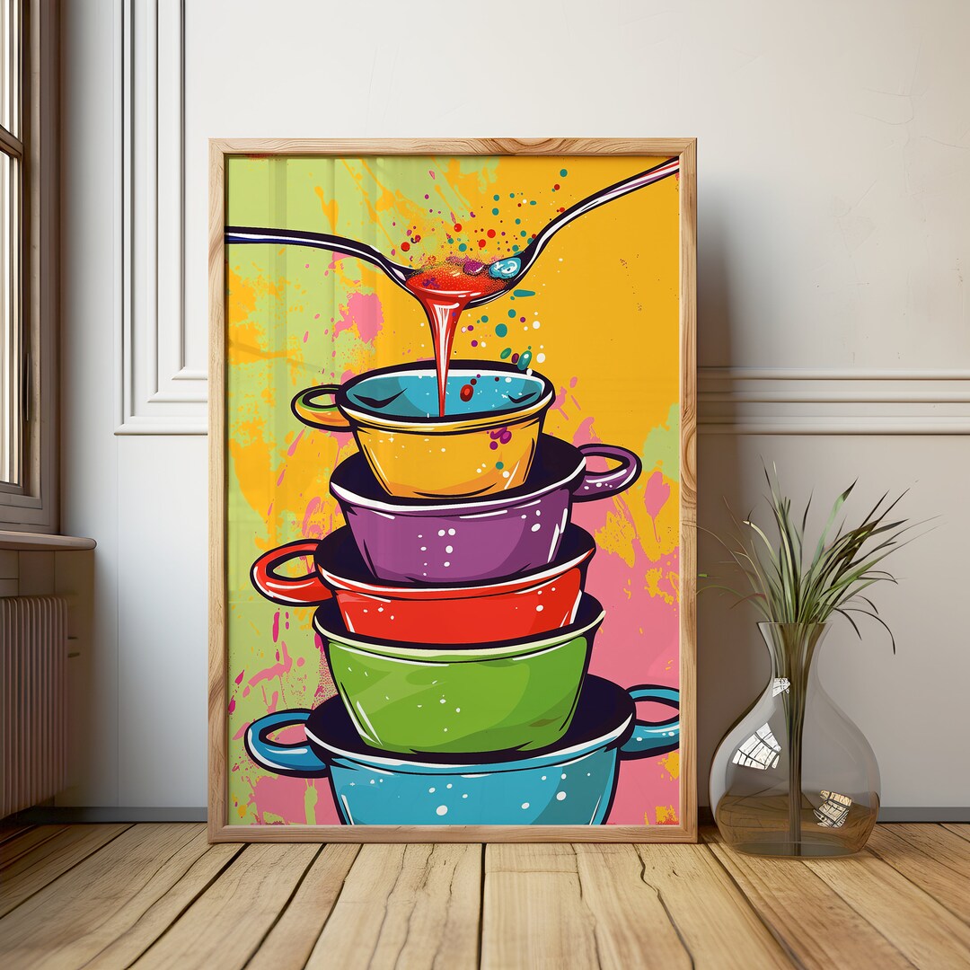 Colourful Mixing Bowls Vector Art - Pop Art Kitchen Decor - Fauvism ...