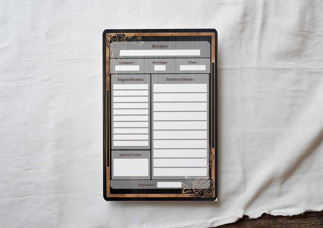 Editable Recipe Card Template | Professional Dark Wood Finish ...