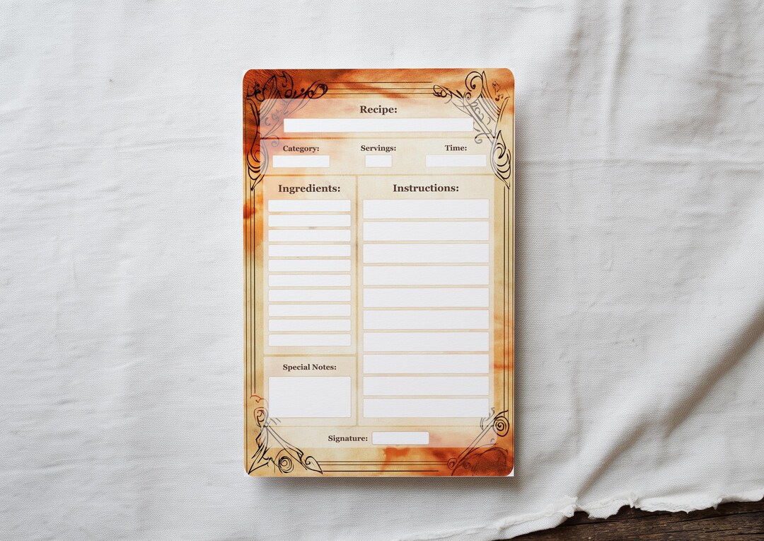 Editable Recipe Card Template | Vintage 4x6 Recipe Cards | Printable ...
