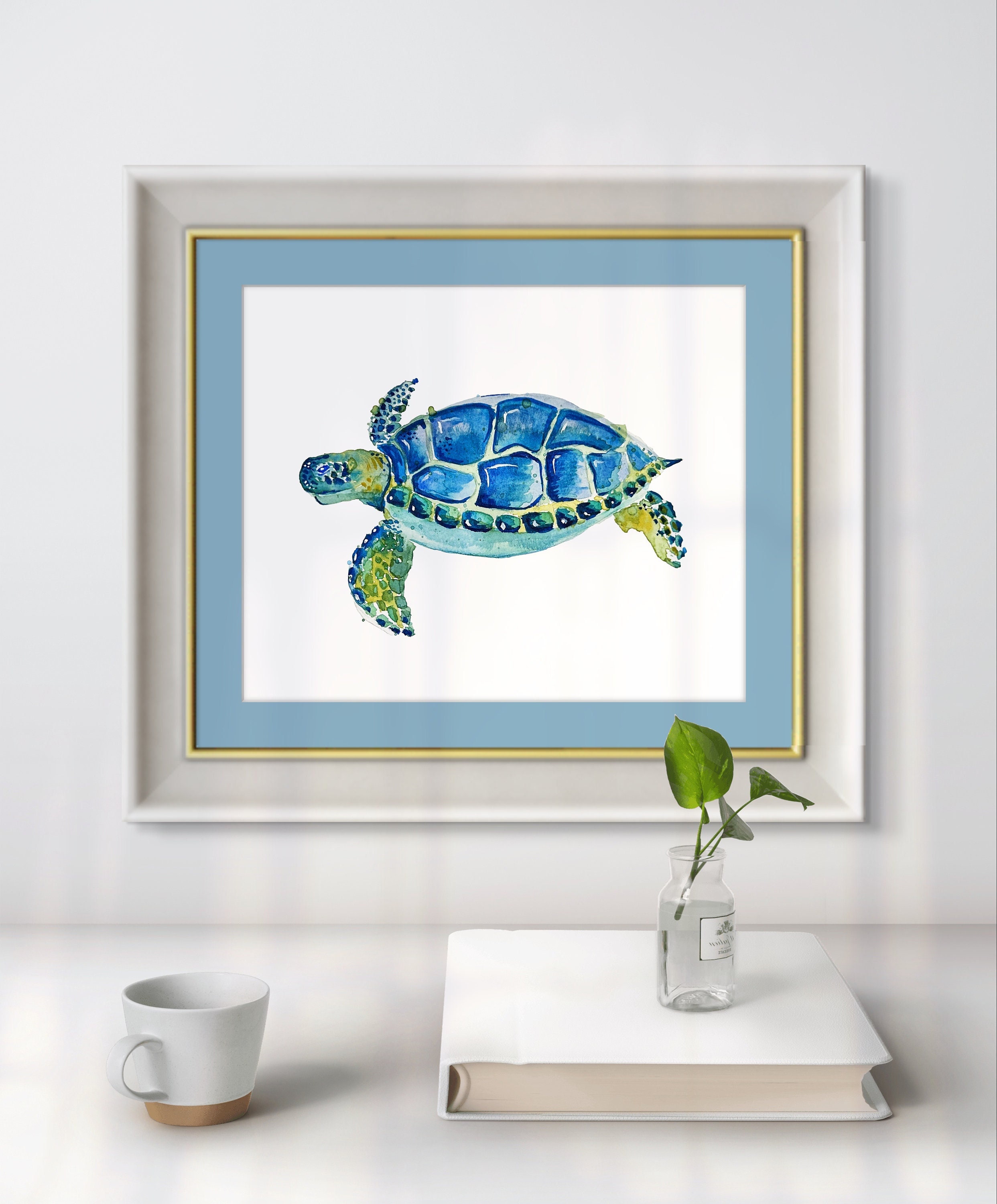 Sea Turtle Watercolor Art | Turtle Wall Art | Sea Turtle Art | Sea ...