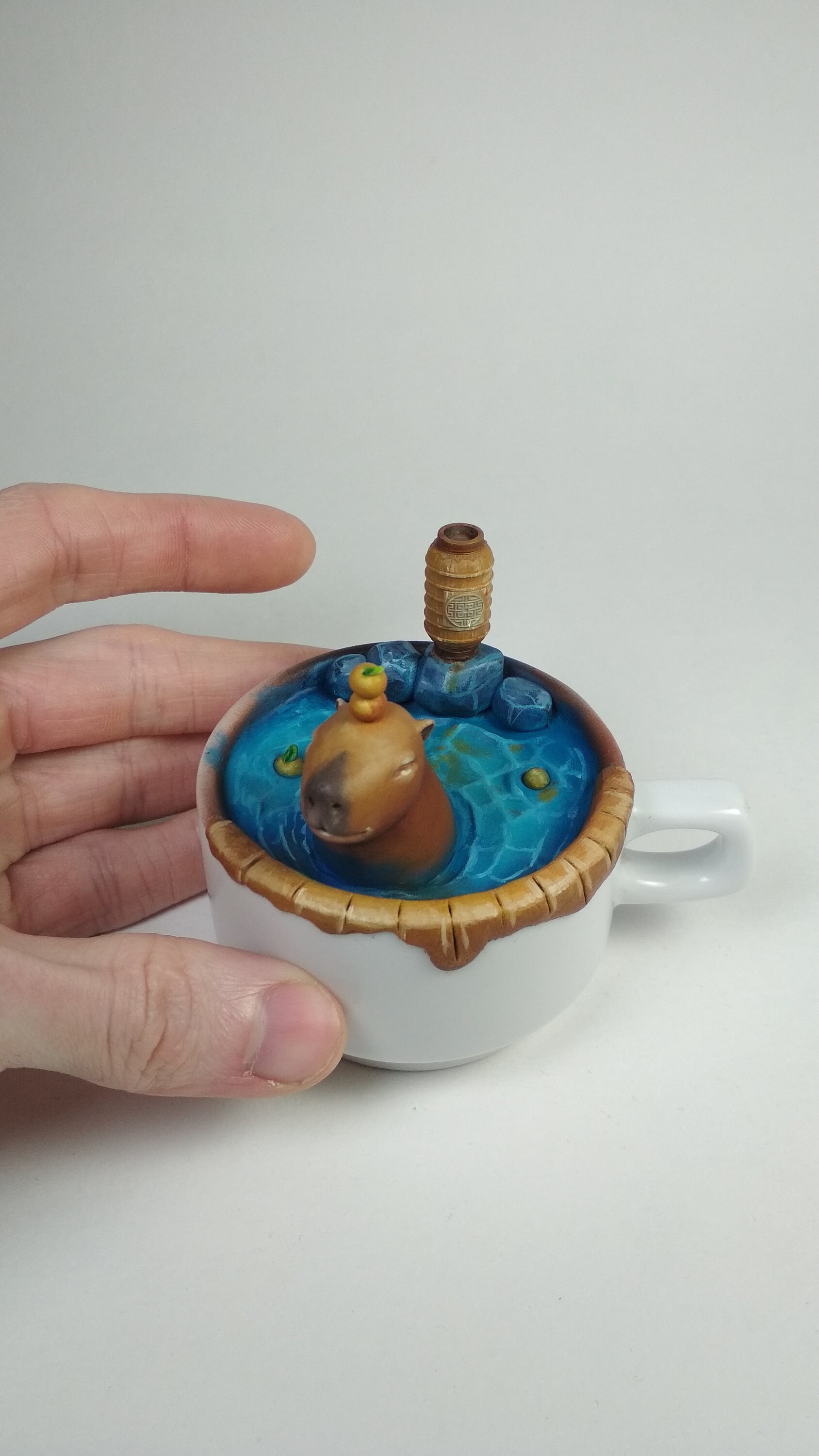 Cute Capybara With Mandarin Orange in the Cup, Funny Animal Figure ...