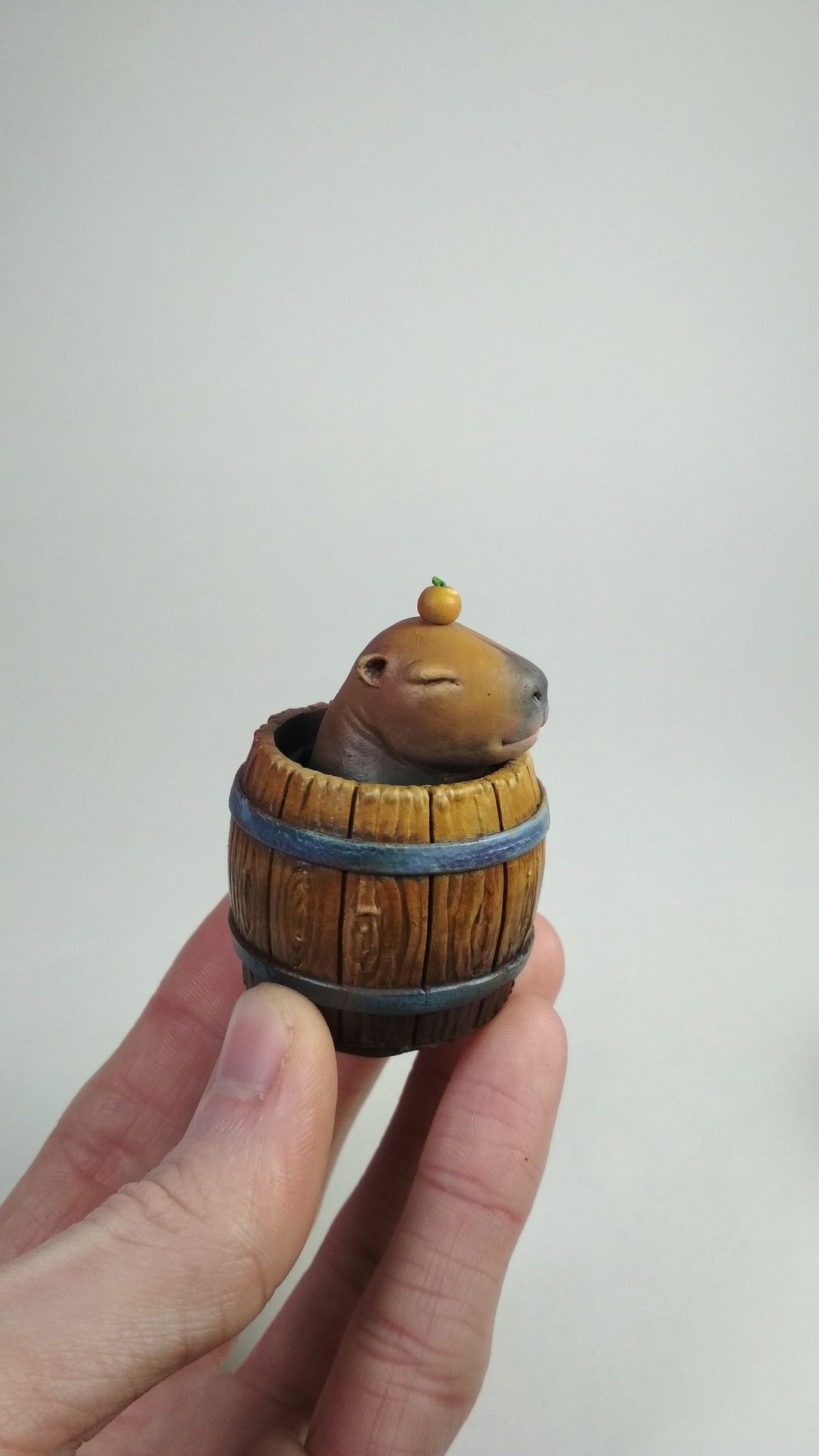 Capybara With Mandarin Orange, Funny Animal Figure \ Polymer Clay ...