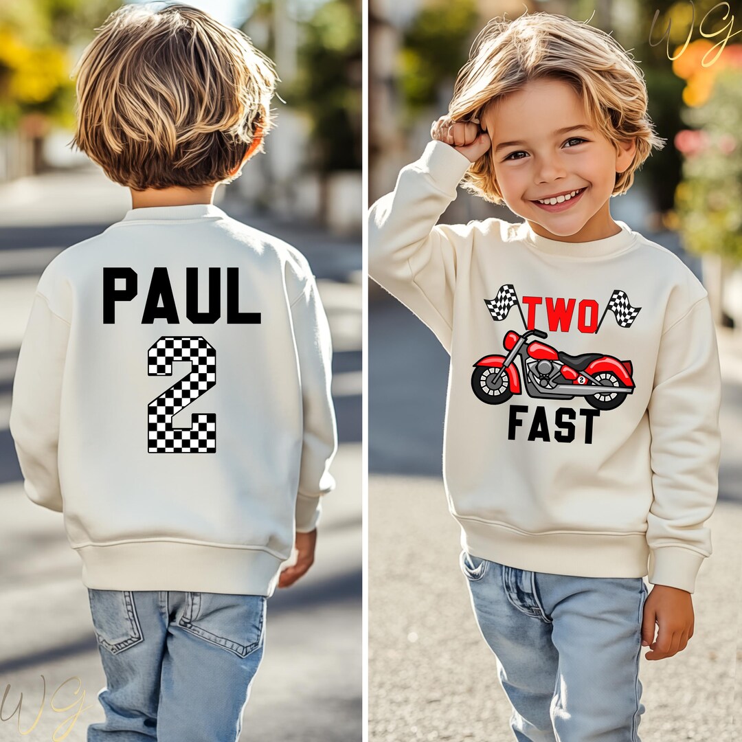 Custom Two Fast Race Motor Sweatshirt: Birthday Boy Shirt - Etsy