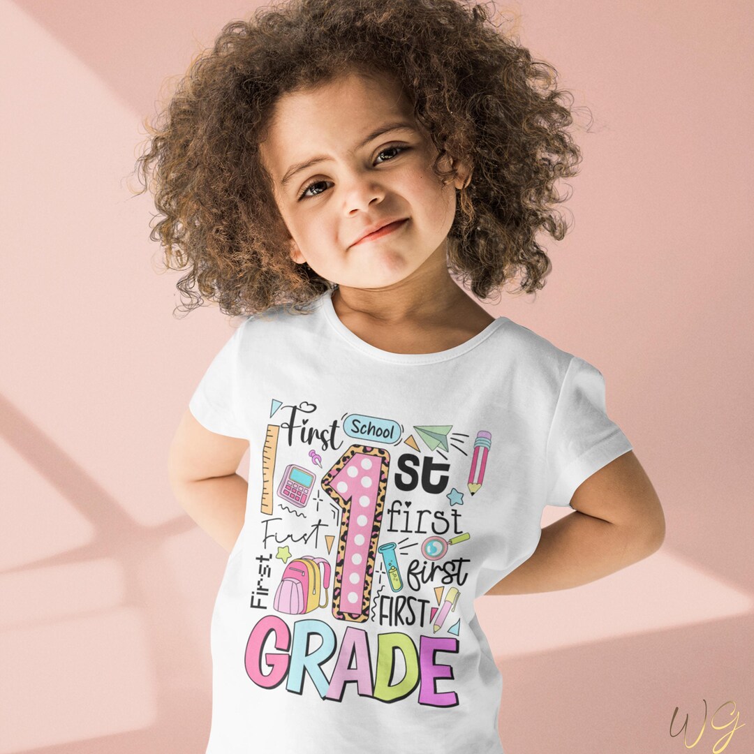 First Grade Shirt for Girls Cute 1st Grader Back to School Tee Adorable ...