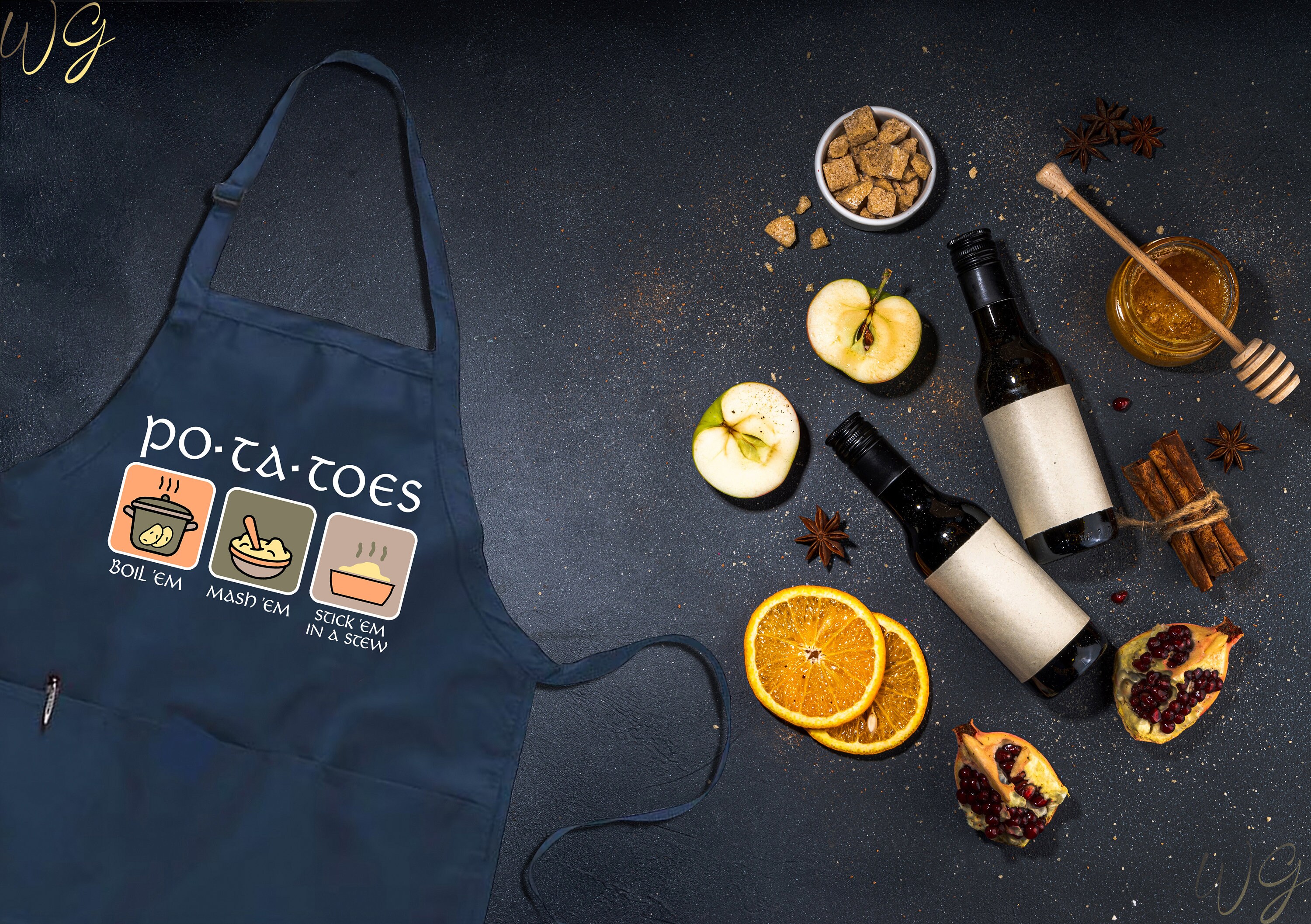 Po Ta Toes Apron, Father's Day Gift, Mother's Day Gift, Custom Kitchen Apron for Men ...